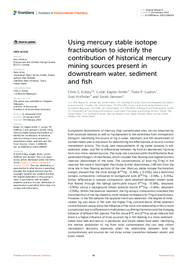 (PDF) Using mercury stable isotope fractionation to identify the ...