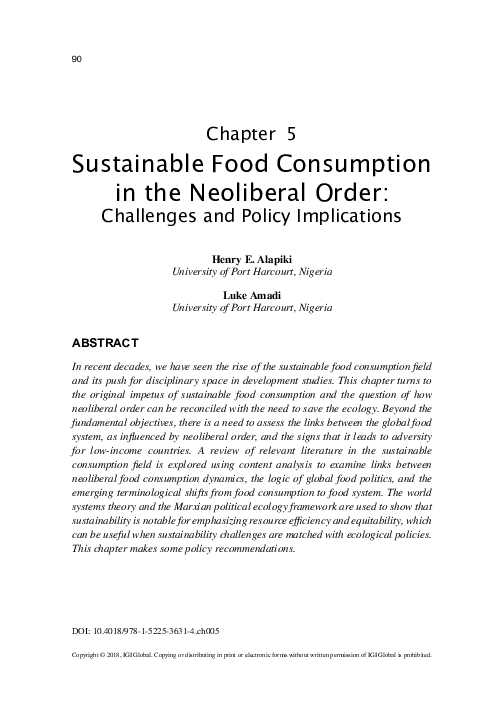 (PDF) Sustainable Food Consumption in the Neoliberal Order