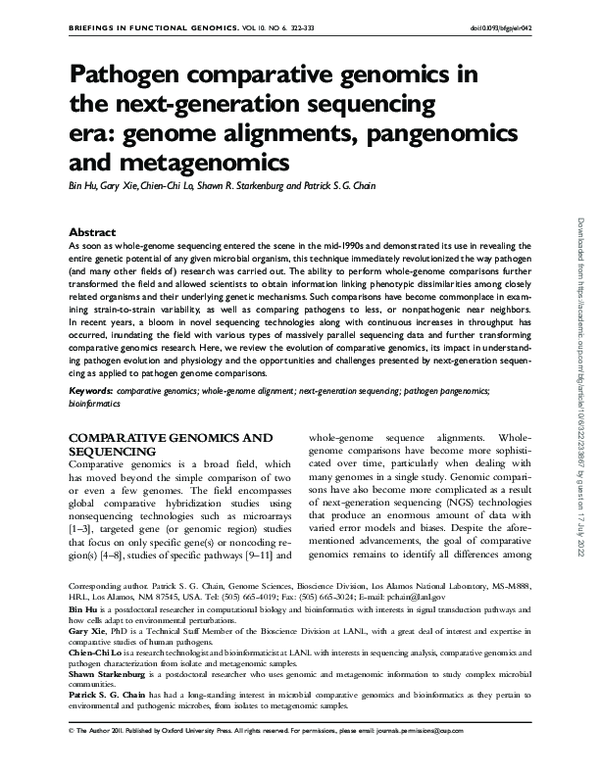 (PDF) Pathogen comparative genomics in the next-generation sequencing ...