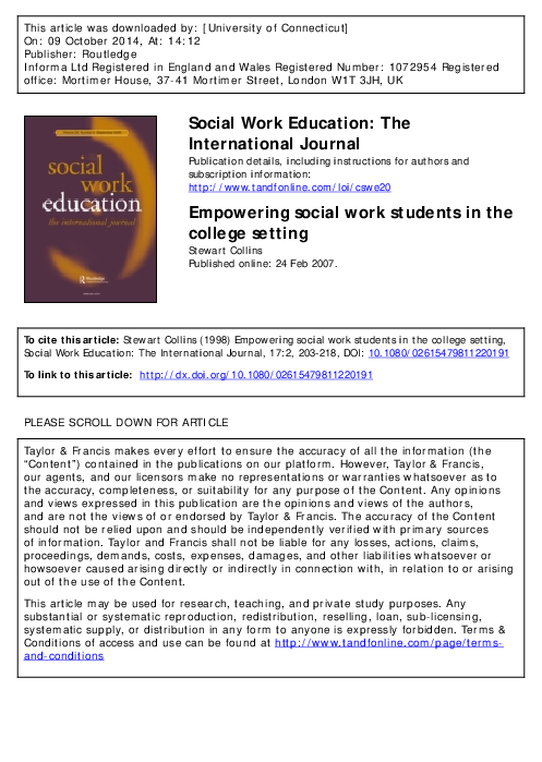 (PDF) Empowering social work students in the college setting