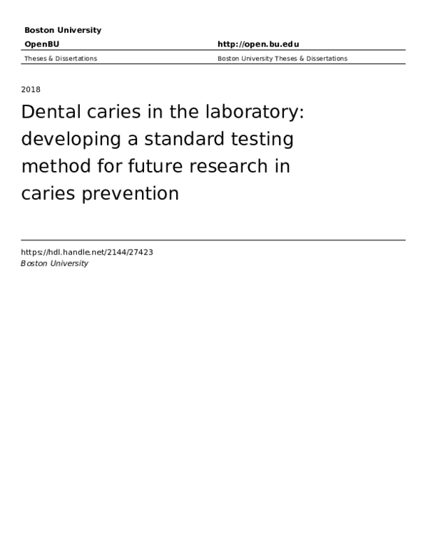 (PDF) Standardized Lab Methods for Caries Research