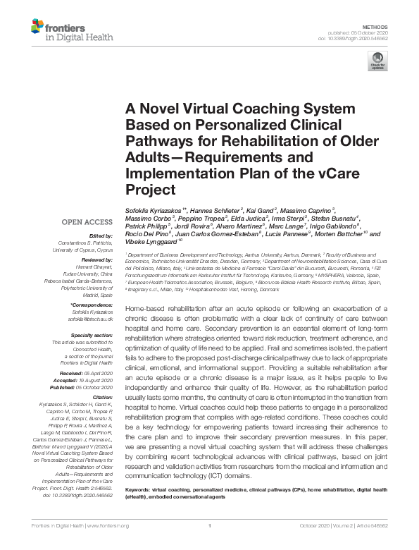 (PDF) A Novel Virtual Coaching System Based on Personalized Clinical Pathways for Rehabilitation ...