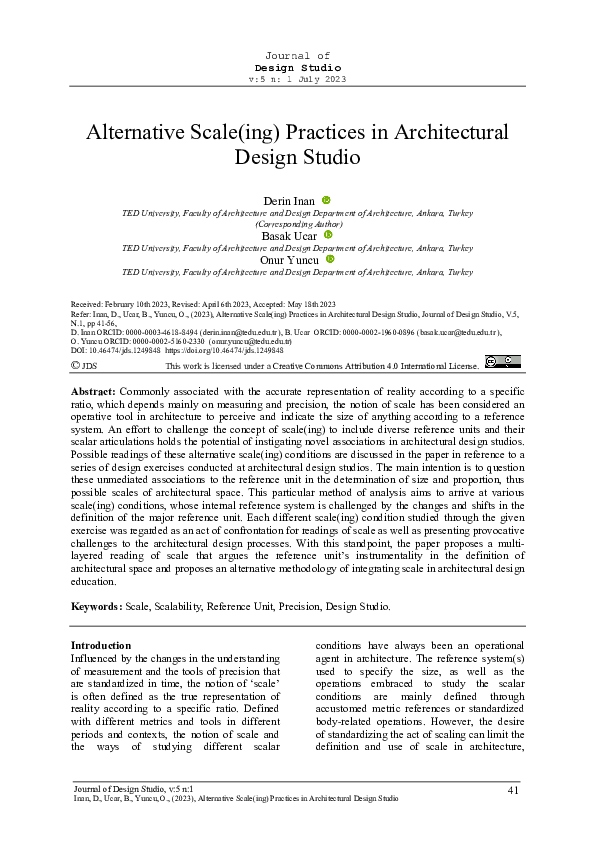 (PDF) Alternative Scale(ing) Practices in Architectural Design Studio ...