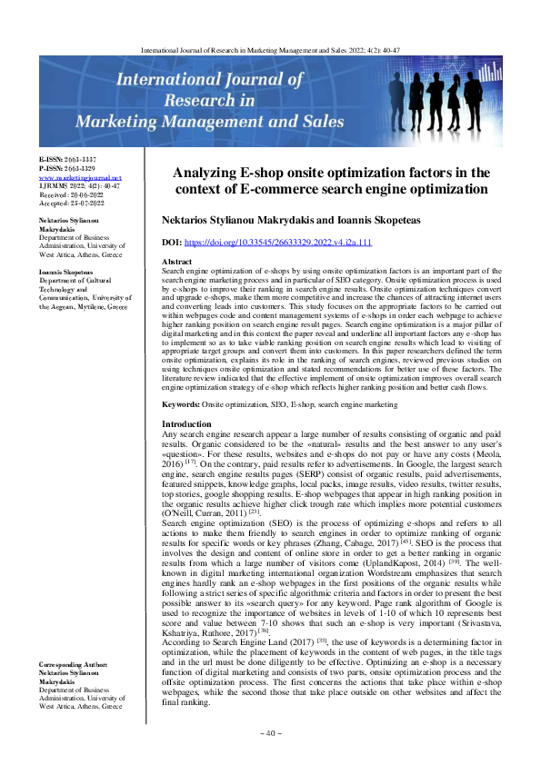 (PDF) Analyzing E-shop onsite optimization factors in the context of E-commerce search engine ...