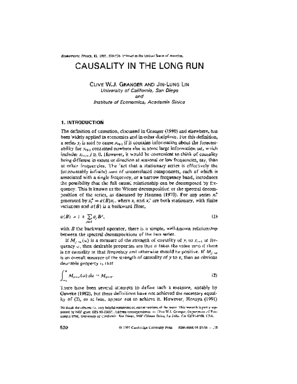 (PDF) Causality in the Long Run