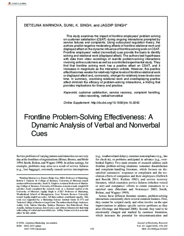 (PDF) Frontline Problem-Solving Effectiveness: A Dynamic Analysis of ...