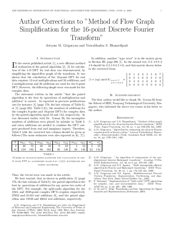 (PDF) Method of flow graph simplification for the 16-point discrete Fourier transform