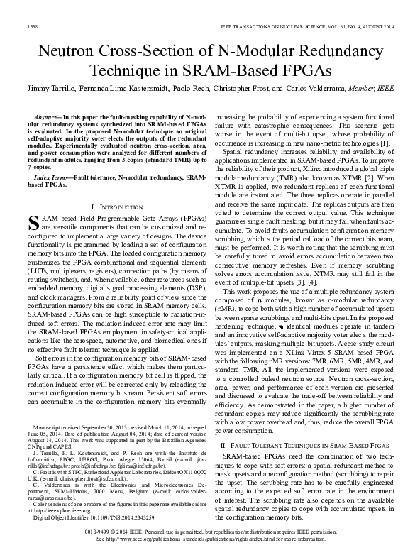 (PDF) Neutron Cross-Section of N-Modular Redundancy Technique in SRAM-Based FPGAs