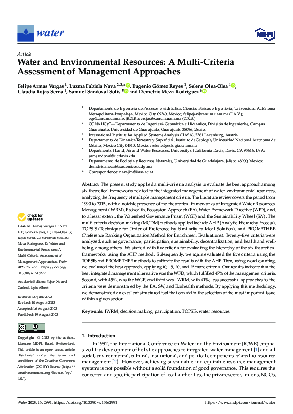 (PDF) Water and Environmental Resources: A Multi-Criteria Assessment of ...