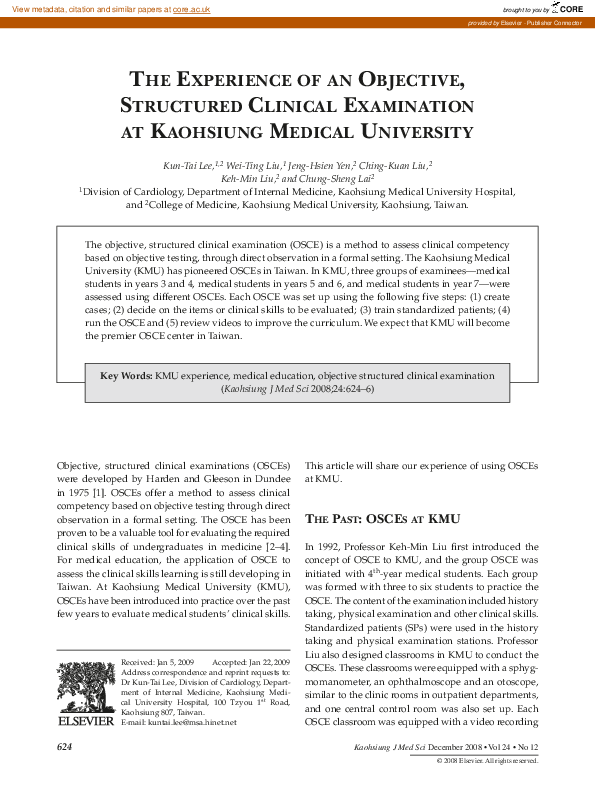 (PDF) The Experience of an Objective, Structured Clinical Examination ...