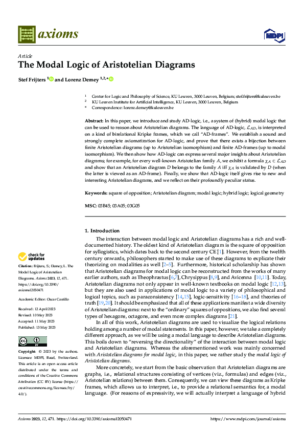 (PDF) The Modal Logic of Aristotelian Diagrams
