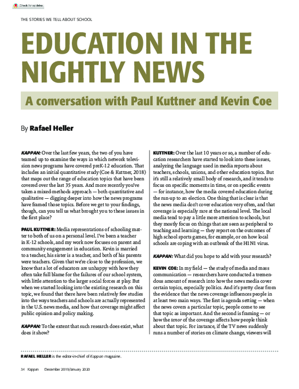 (PDF) Education in the nightly news: A conversation with Paul Kuttner ...