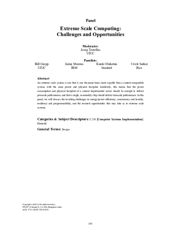 (PDF) Extreme scale computing