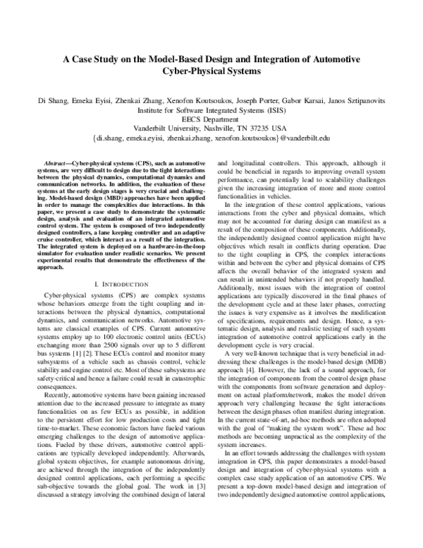 (PDF) A case study on the model-based design and integration of ...