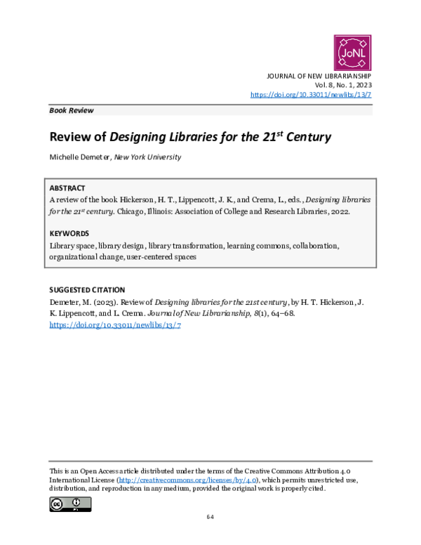 (PDF) Review of Designing Libraries for the 21st Century
