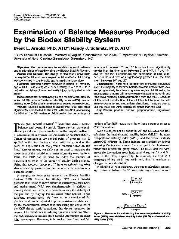 (PDF) Examination of balance measures produced by the biodex stability ...