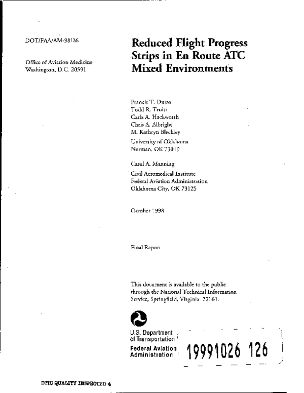 (PDF) Reduced flight progress strips in en route ATC mixed environments