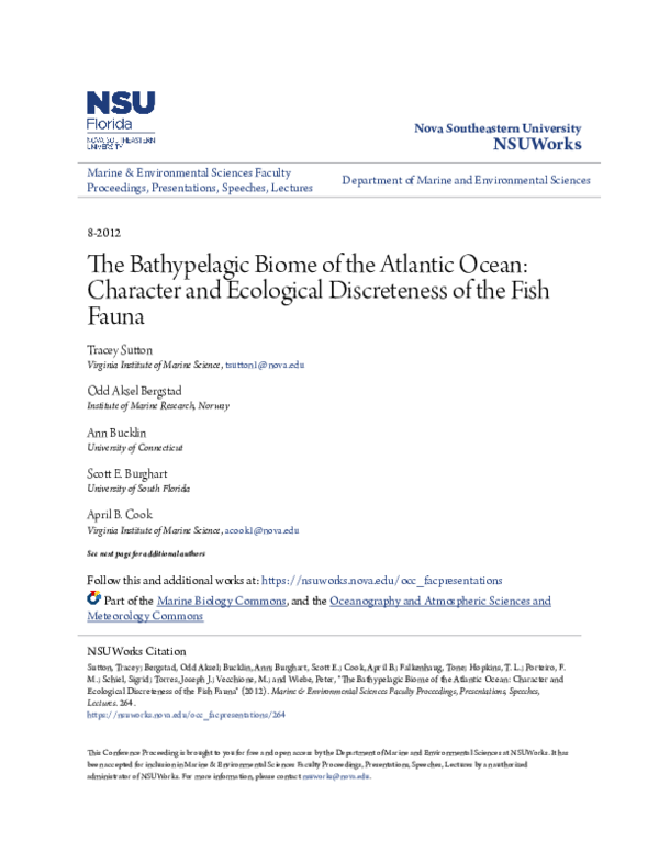 (PDF) The Bathypelagic Biome of the Atlantic Ocean: Character and ...