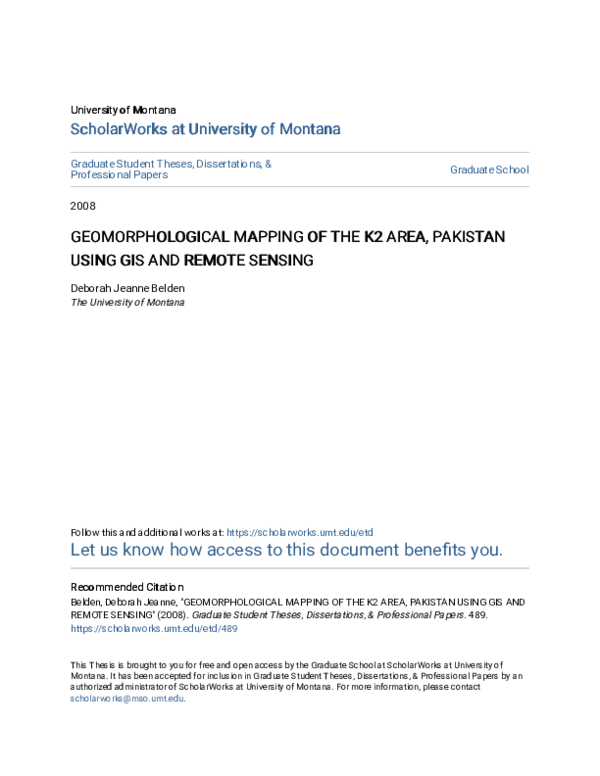 (PDF) Geomorphological Mapping of the K2 Area, Pakistan Using Gis and Remote Sensing