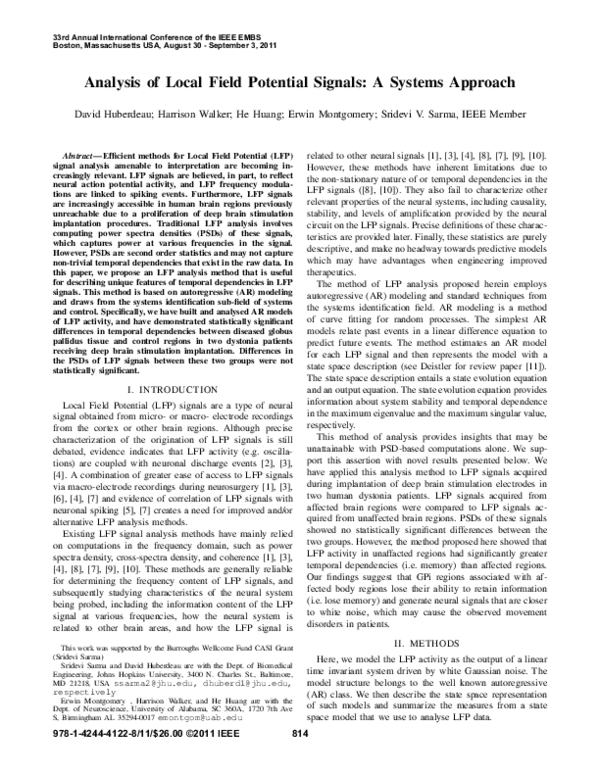(PDF) Analysis of local field potential signals: A systems approach | Erwin Montgomery ...