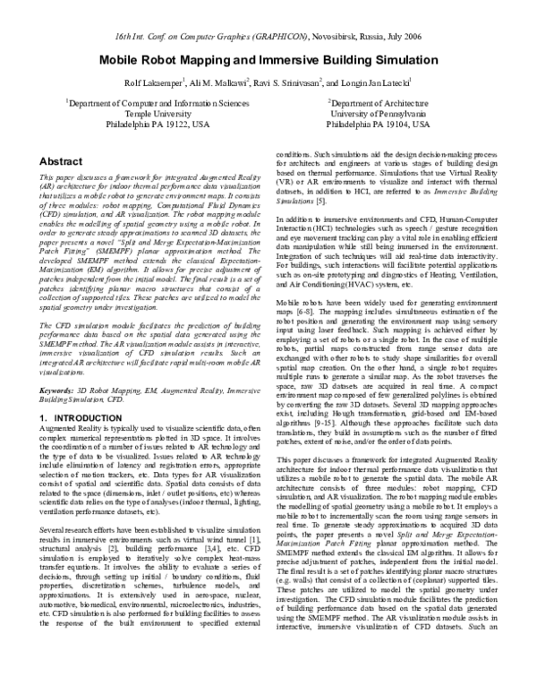 (PDF) Mobile Robot Mapping and Immersive Building Simulation | Rolf Lakaemper - Academia.edu