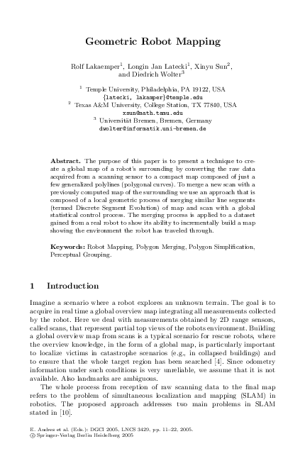 Geometric Robot Mapping