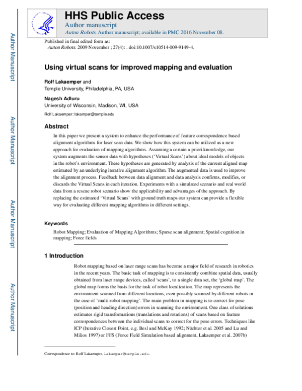 (PDF) Using virtual scans for improved mapping and evaluation