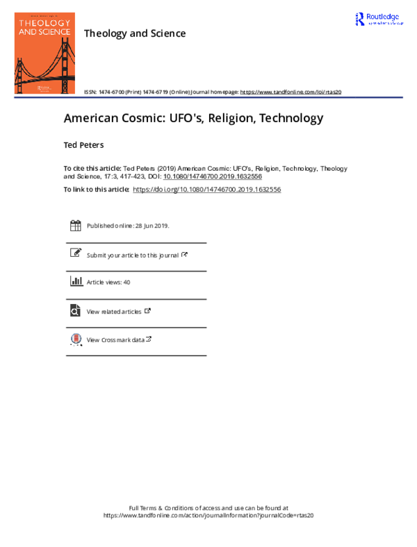 (PDF) American Cosmic: UFO's, Religion, Technology