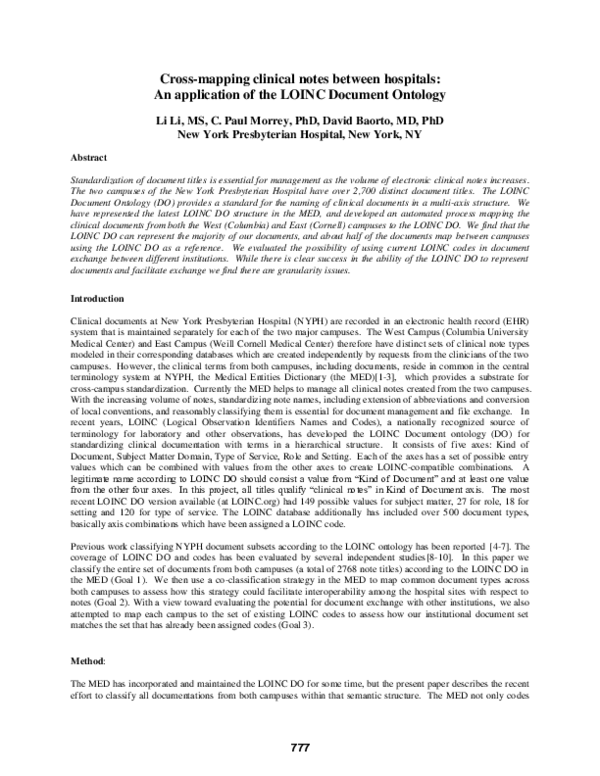 (PDF) Cross-mapping clinical notes between hospitals: an application of ...