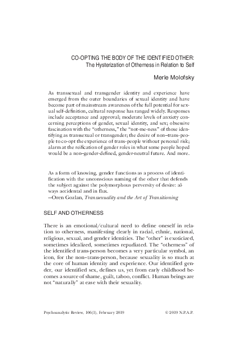(PDF) Co-opting the Body of the Identified Other: The Hysterization of ...