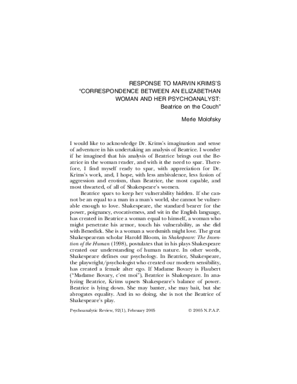 (PDF) Response to Marvin Krims's “Correspondence Between an Elizabethan ...