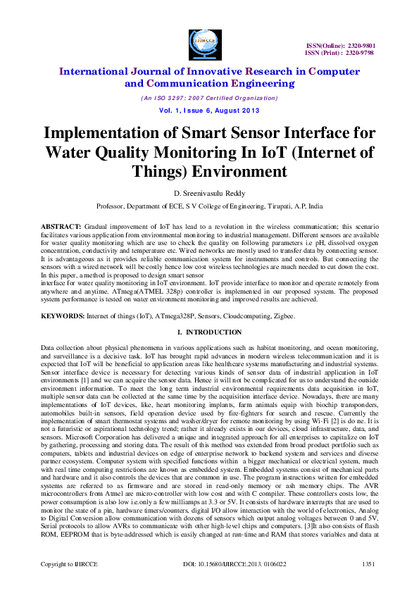 (PDF) Implementation of Smart Sensor Interface for Water Quality ...