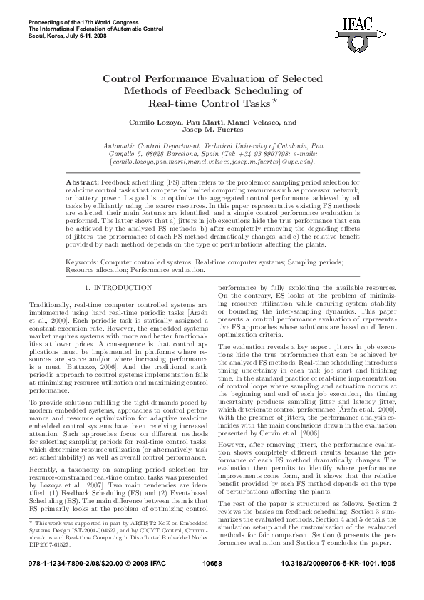 (PDF) Control Performance Evaluation of Selected Methods of Feedback Scheduling of Real-time ...