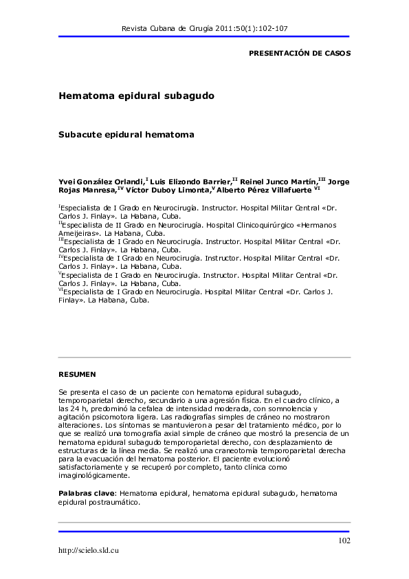 (PDF) Hematoma epidural subagudo