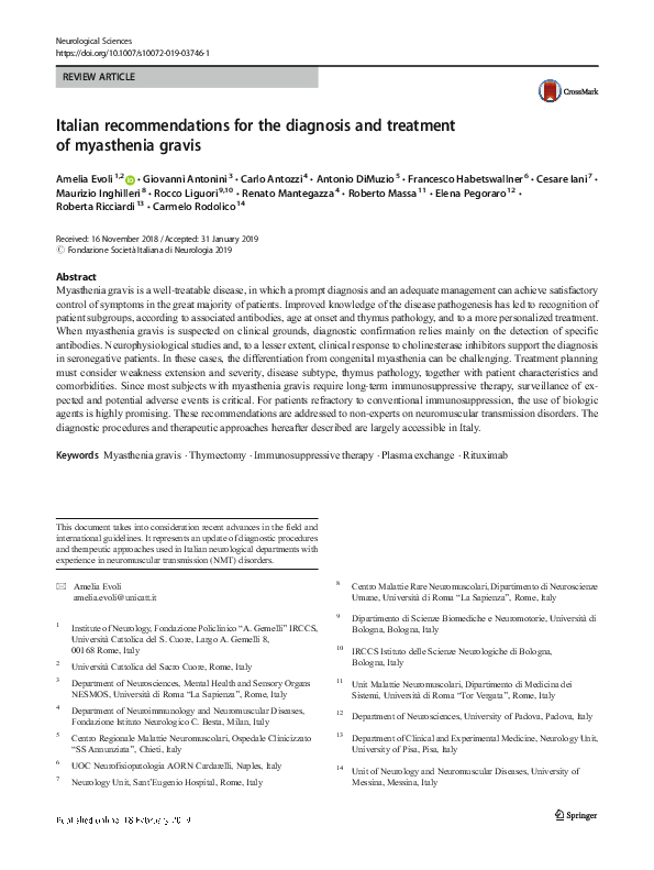 (PDF) Italian recommendations for the diagnosis and treatment of ...