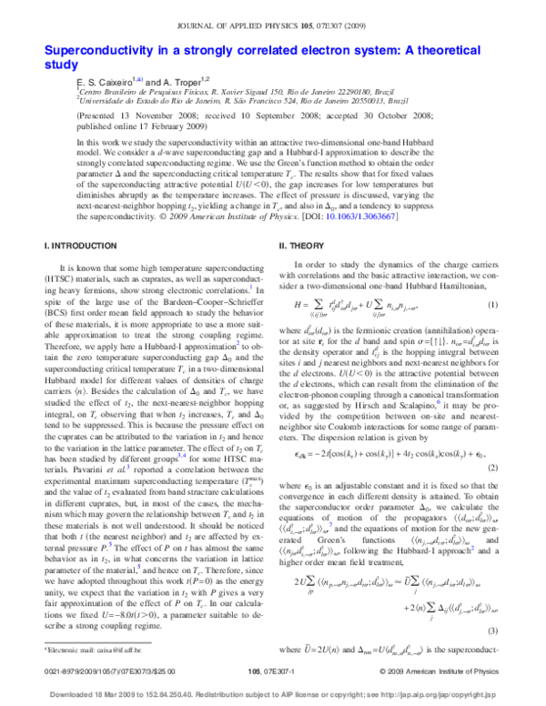 (PDF) Superconductivity in a strongly correlated electron system: A ...