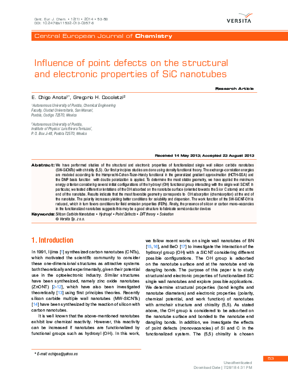 (PDF) Influence of point defects on the structural and electronic ...