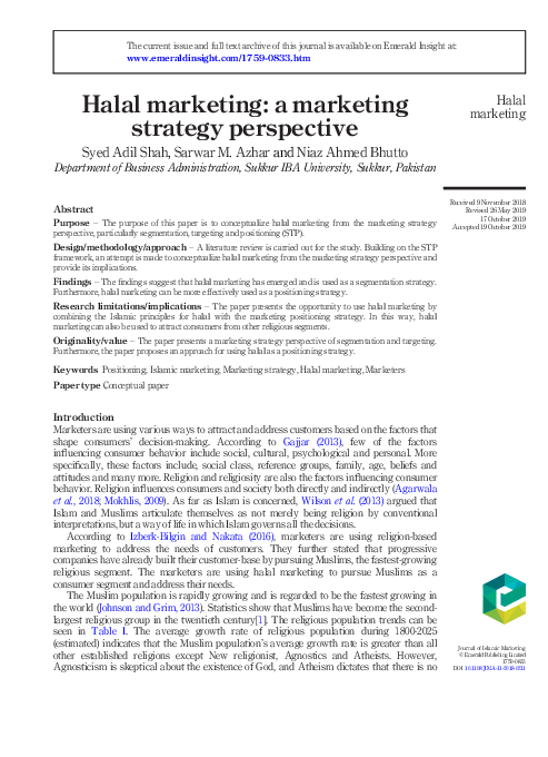 (PDF) Halal marketing: a marketing strategy perspective