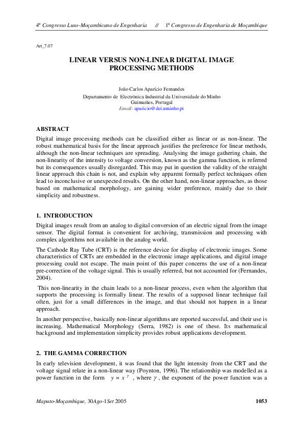 (PDF) Linear versus Non-Linear Digital Image Processing Methods | joão carlos - Academia.edu