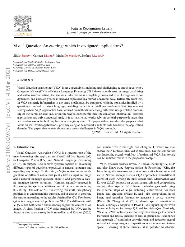 (PDF) Visual question answering: Which investigated applications?