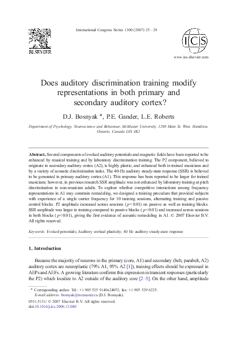 (PDF) Does auditory discrimination training modify representations in ...