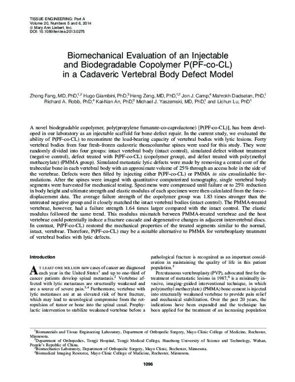 (PDF) Biomechanical Evaluation of an Injectable and Biodegradable ...