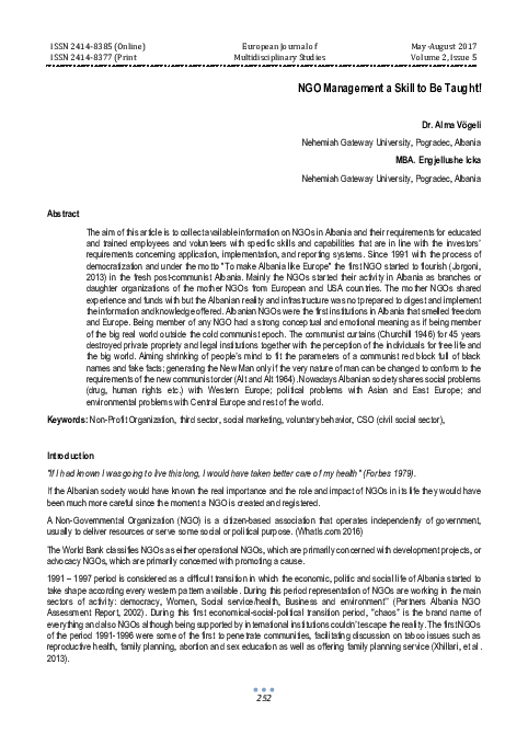 (PDF) NGO Management a Skill to Be Taught!