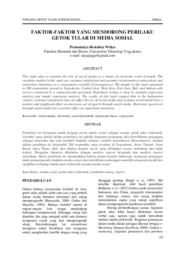 (PDF) Faktor-Faktor Yang Mendorong Perilaku Getok Tular DI Media Sosial