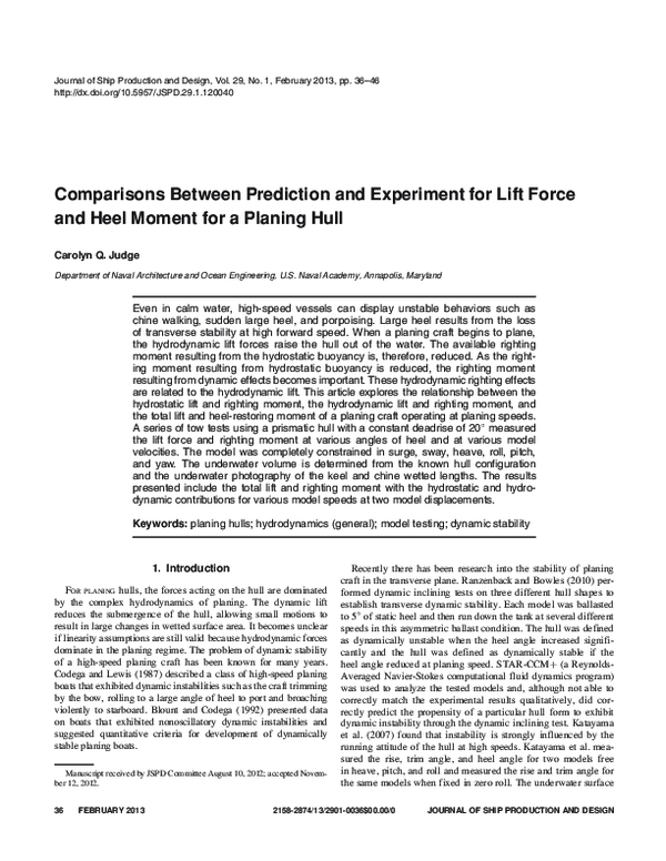 (PDF) Comparisons Between Prediction and Experiment for Lift Force and ...