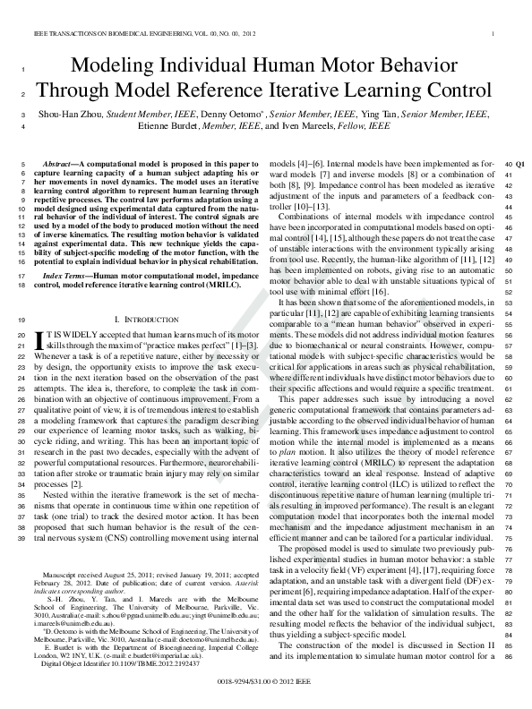 (PDF) Modeling Individual Human Motor Behavior Through Model Reference ...