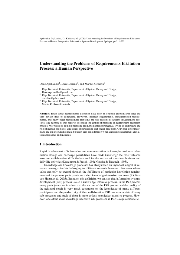 (PDF) Understanding the Problems of Requirements Elicitation Process: A ...