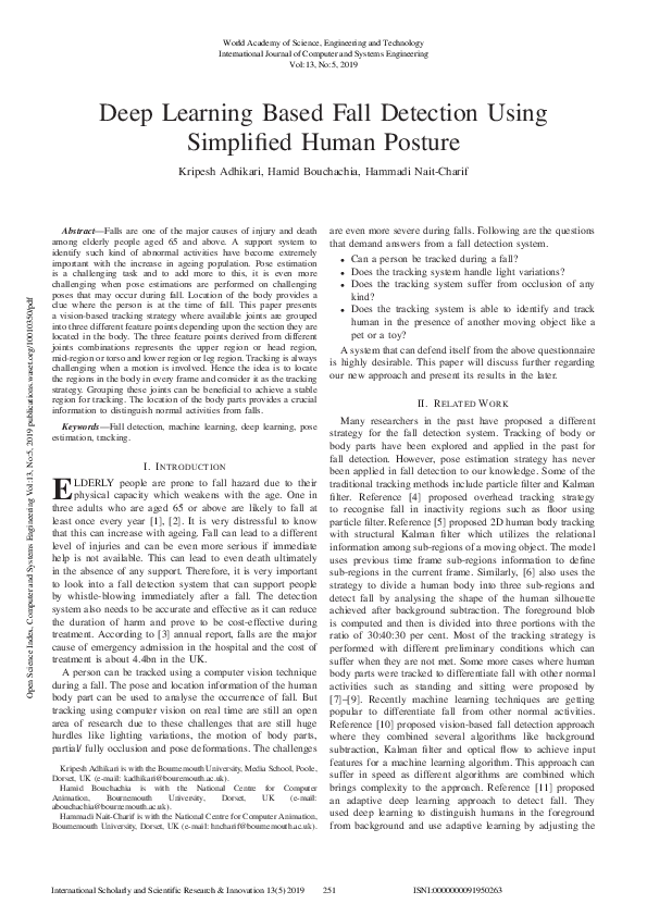 (PDF) Deep Learning Based Fall Detection Using Simplified Human Posture