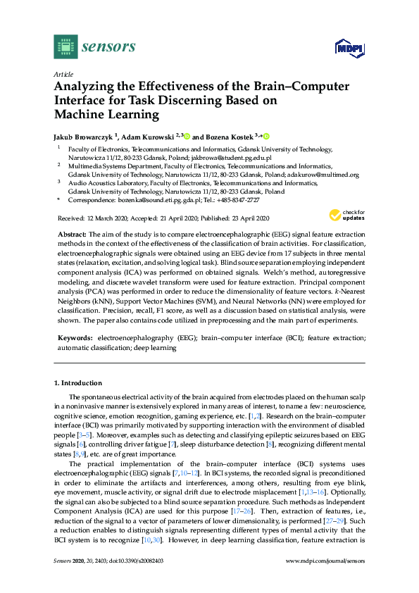 (PDF) Analyzing the Effectiveness of the Brain–Computer Interface for Task Discerning Based on ...