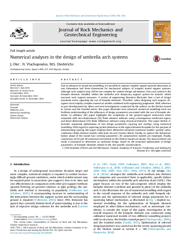 (PDF) Numerical analyses in the design of umbrella arch systems